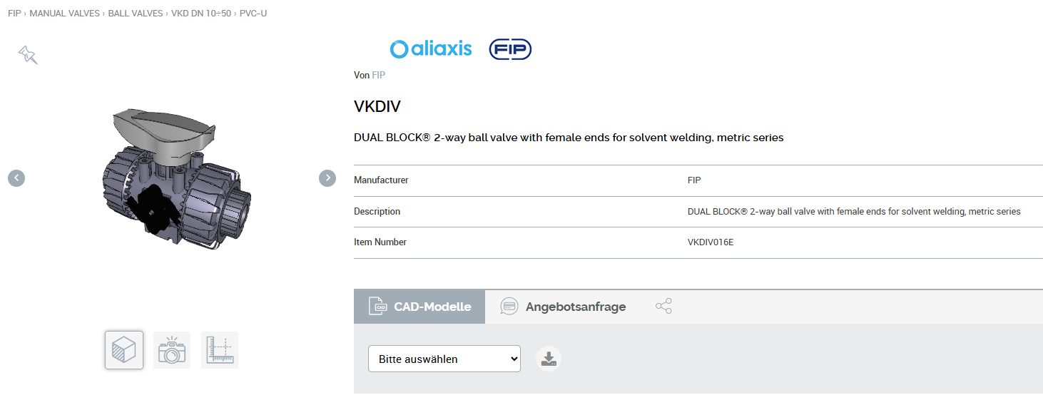2D und 3D Cad Daten - Aliaxis Indutrie